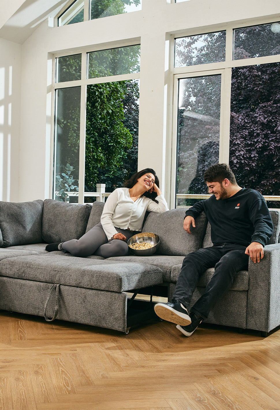 Belffin - living room couch sectional with pull out bed,l shaped sectional sofa modular with storage