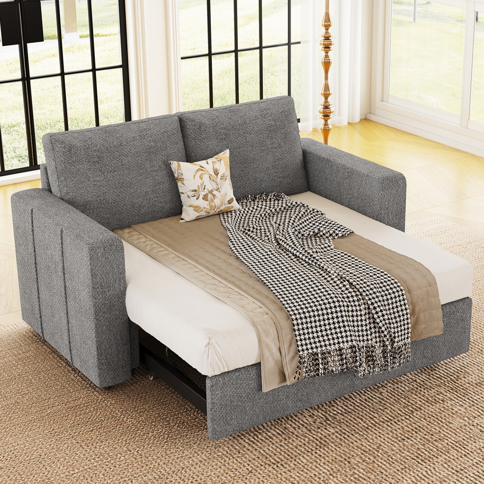 Elva Velvet Pull-out Loveseat Sleeper Sofa | Belffin